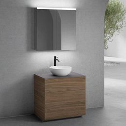 neoro n50 Unterschrank B: 80 cm mit 2 Ausz&uuml;gen, Waschtisch &Oslash; 40 cm wei&szlig; matt, mit Spiegelschrank f&uuml;r die Schweiz,,