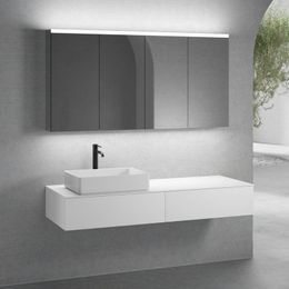 neoro n50 M&ouml;belanlage B: 160 cm mit 2 Ausz&uuml;gen, Waschtisch B: 58 cm wei&szlig; matt, mit Spiegelschrank f&uuml;r die Schweiz,,