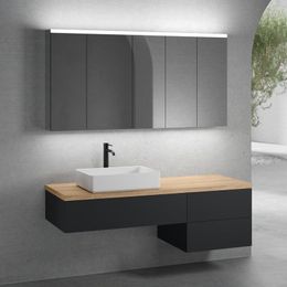 neoro n50 M&ouml;belanlage B: 160 cm mit 3 Ausz&uuml;gen, Waschtisch B: 58 cm wei&szlig; matt, mit Spiegelschrank f&uuml;r die Schweiz,,