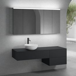 neoro n50 M&ouml;belanlage B: 160 cm mit 3 Ausz&uuml;gen, Waschtisch &Oslash; 40 cm wei&szlig; matt, mit Spiegelschrank f&uuml;r die Schweiz,,