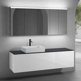 neoro n50 M&ouml;belanlage B: 180 cm mit 2 Ausz&uuml;gen, Waschtisch B: 58 cm wei&szlig; matt, mit Spiegelschrank f&uuml;r die Schweiz,,