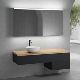 neoro n50 M&ouml;belanlage B: 160 cm mit 3 Ausz&uuml;gen, Waschtisch &Oslash; 45 cm wei&szlig; matt, mit Spiegelschrank f&uuml;r die Schweiz,,