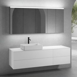 neoro n50 M&ouml;belanlage B: 180 cm mit 4 Ausz&uuml;gen, Waschtisch B: 58 cm wei&szlig; matt, mit Spiegelschrank f&uuml;r die Schweiz,,