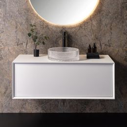 neoro n60 Unterschrank B: 120 cm mit 1 Auszug, n40 diamant Waschtisch &Oslash; 40 cm transparent,, BN0757WM+BN0749GT,