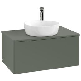 Villeroy & Boch Villeroy und Boch Antao Waschtisch-Unterschrank K30050HL 80x36x50cm, Hahnloch, Waschbeckenplattenfarbe Lack, leaf green matt lacquer