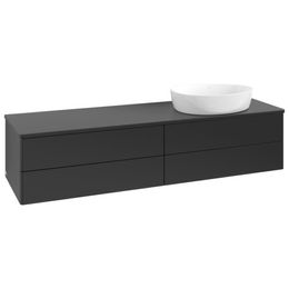 Villeroy & Boch Villeroy und Boch Antao Waschtisch-Unterschrank K27050PD 160x36x50cm, Hahnloch, Waschbeckenplattenfarbe Lack, black matt lacquer