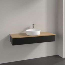 Villeroy & Boch Villeroy und Boch Antao Waschtisch-Unterschrank K10051PD 120x19x50cm, Hahnloch, Waschbeckenplattenfarbe honey oak, black matt lacquer