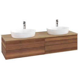 Villeroy & Boch Villeroy und Boch Antao Waschtisch-Unterschrank K28051HM 160x36x50cm, Hahnloch, Waschbeckenplattenfarbe honey oak, warm walnut