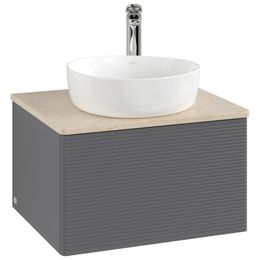 Villeroy & Boch Villeroy und Boch Antao Waschtisch-Unterschrank K29153GK 60x36x50cm, Hahnloch, Waschbeckenplattenfarbe botticino, anthracite matt lacquer