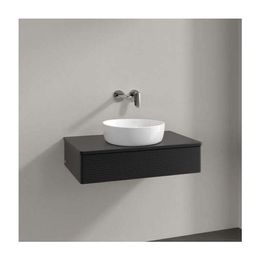 Villeroy & Boch Villeroy und Boch Antao Waschtisch-Unterschrank K08150PD 80x19x50cm, Hahnloch, Waschbeckenplattenfarbe Lack, black matt lacquer