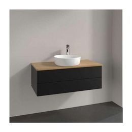 Villeroy & Boch Villeroy und Boch Antao Waschtisch-Unterschrank K20051PD 100x36x50cm, Hahnloch, Waschbeckenplattenfarbe honey oak, black matt lacquer