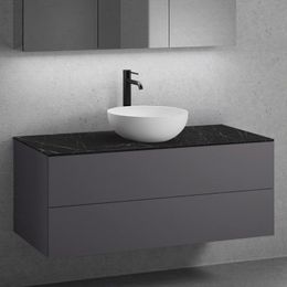 neoro n50 Unterschrank B: 120 cm mit 2 Ausz&uuml;gen, Waschtisch &Oslash; 45 cm wei&szlig; matt,, BN0106WM+BN0424GR+BN0404C2,