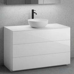 neoro n50 Unterschrank B: 120 cm mit 3 Ausz&uuml;gen, Waschtisch &Oslash; 45 cm wei&szlig; matt,, BN0106WM+BN0454WH+BN0404WM,