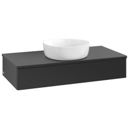 Villeroy & Boch Villeroy und Boch Antao Waschtisch-Unterschrank K09050PD 100x19x50cm, Hahnloch, Waschbeckenplattenfarbe Lack, black matt lacquer