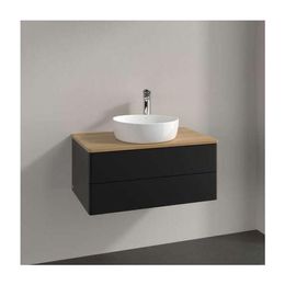 Villeroy & Boch Villeroy und Boch Antao Waschtisch-Unterschrank K19051PD 80x36x50cm, Hahnloch, Waschbeckenplattenfarbe honey oak, black matt lacquer