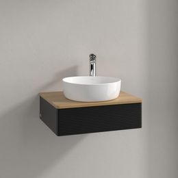 Villeroy & Boch Villeroy und Boch Antao Waschtisch-Unterschrank K07151PD 60x19x50cm, Hahnloch, Waschbeckenplattenfarbe honey oak, black matt lacquer