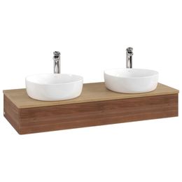 Villeroy & Boch Villeroy und Boch Antao Waschtisch-Unterschrank K13151HM 120x19x50cm, Hahnloch, Waschbeckenplattenfarbe honey oak, warm walnut