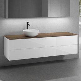 neoro n50 M&ouml;belanlage B: 180 cm mit 4 Ausz&uuml;gen, Waschtisch &Oslash; 40 cm wei&szlig; matt,, BN0064WM+BN0424WH+BN0421WH+BN0409WL,