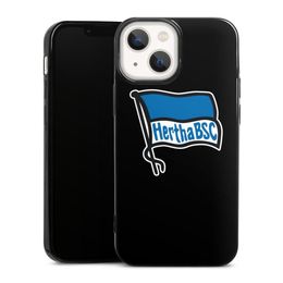 DeinDesign iPhone 13 Mini Handy Slim Case extra d&uuml;nn Silikon Handyh&uuml;lle schwarz H&uuml;lle Official Licensed Product Logo Hertha Bsc Silikon Slim Case