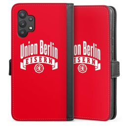 DeinDesign Galaxy A32 4G Handy Klapph&uuml;lle Handyh&uuml;lle aus Kunst Leder schwarz Flip Case Fcu Official Licensed Product 1. Fc Union Berlin Sideflip mit Lasche
