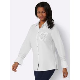 WITT Damen Langarm-Bluse mit V-Ausschnitt, ecru, Gr&ouml;&szlig;e 38