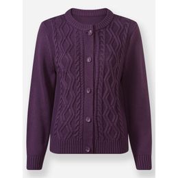 WITT Damen Strickjacke im Strickmuster-Mix, traube, Gr&ouml;&szlig;e 38
