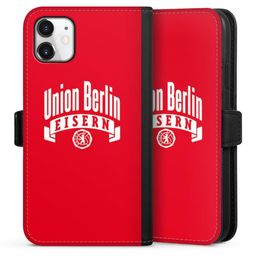 DeinDesign iPhone 11 Handy Klapph&uuml;lle Handyh&uuml;lle aus Kunst Leder schwarz Flip Case Fcu Official Licensed Product 1. Fc Union Berlin Sideflip mit Lasche