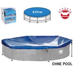 Happy People Poolabdeckung blau mit Gummizug, &Ouml;sen und Kordel &Oslash; 270 cm