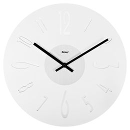 MEBUS Quarz-Wanduhr Holz &Oslash; 29,5 cm wei&szlig;