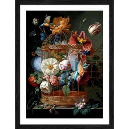 Pro Art Pro-Art Kunstdruck Framed-Art Slim Scandic 'Birds Flowers' 33 x 43 cm gerahmt
