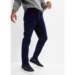 bonprix Regular Fit Cord-Schlupfhose Straight, blau, Gr.50, trendige Cord-Joggpants mit Kordelzug, aus Cord
