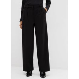 bonprix Bundfaltenhose aus Viskose-Mix, schwarz, Gr.40, Lockere Hose mit weitem Bein und markanten B&uuml;gelfalten an der Vorderseite. Mit Haken- und Riegelverschluss sowie Rei&szlig;verschluss, aus Viskose