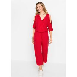 bonprix Jersey-Jumpsuit aus flie&szlig;ender Viskose, rot, Gr.40/42 (M), Traumhafter Jumpsuit mit raffinierten Details, aus Viskose