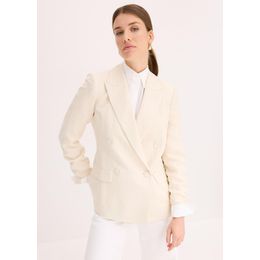 bonprix Blazer mit Lyocell im Crinklelook, beige, Gr.42, eleganter Blazer mit Lyocell im Crinklelook