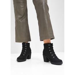 bonprix Schn&uuml;rboots mit Blockabsatz, schwarz, Gr.40, Schn&uuml;r Stiefelette mit Blockabsatz, aus Vegan