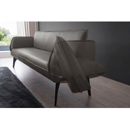 K+w Komfort & Wohnen Polsterbank K+W KOMFORT & WOHNEN "Drive", grau (granit 83), B:238cm H:91cm T:66cm, Cloud: Nappaleder pigmentiert, Glattleder, 0, 9/1, 1mm, elegantes Leder mit Wolkung und weichen Griff; 775: Flachgewebe, 100% Polyester, Sitzb&auml;nke, Polsterbank, mit Seitenteilverstellung, wahlweise in 218 oder 238 cm Breite