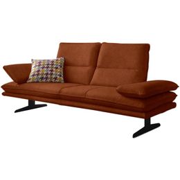 2,5-Sitzer W.Schillig "broadway, Designsofa mit tollem Sitzkomfort", braun (cognac z69), B:236cm H:94cm T:96cm, Longlife Xtra-Leder Z69: Das feinnarbige, gedeckte Softleder Z69 besticht durch seine au&szlig;ergew&ouml;hnliche Weichheit im trendigen &raquo;Vintage-Look&laquo;, Hautst&auml;rke 0, 9 - 1, 1 mm, Sofas, Sitztiefenverstellung, Kopfteil- & Seitenteilverstellung, Breite 236cm