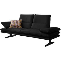 2-Sitzer W.Schillig "broadway, Designsofa mit tollem Sitzkomfort, Breite 216cm", schwarz (schwarz z59), B:216cm H:94cm T:96cm, Longlife Xtra-Leder Z59: Glattleder mit modischer Pr&auml;gung. Hautst&auml;rke 0, 9 - 1, 1 mm, Sofas, Sitztiefenverstellung, Kopfteil- & Seitenteilverstellung, Breite 216cm