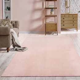 Teppich the carpet "kuschelig & Super Soft, Anti-Rutsch Unterseite", pink (blush), B:240cm H:16mm L:340cm, Polyester, Teppiche, Teppich, Waschbar bis 30 Grad, Felloptik, Wohnzimmer Teppich, Kundenliebling