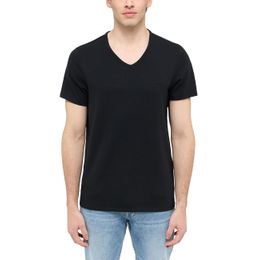 T-Shirt Mustang "Amado", Herren, Gr. 3XL, schwarz, Jersey, Obermaterial: 95% Baumwolle, 5% Elasthan, Basic, V-Ausschnitt, Shirts T-Shirt