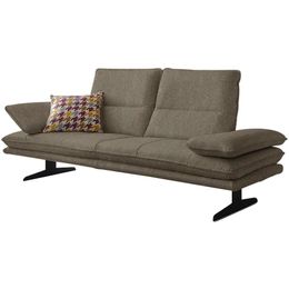 2-Sitzer W.Schillig "broadway, Designsofa mit tollem Sitzkomfort, Breite 216cm", schwarz (pepper s22), B:216cm H:94cm T:96cm, Flachgewebe S22 (100% Polyester), Sofas, Sitztiefenverstellung, Kopfteil- & Seitenteilverstellung, Breite 216cm