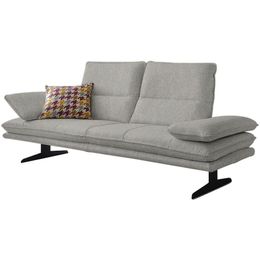 2-Sitzer W.Schillig "broadway, Designsofa mit tollem Sitzkomfort, Breite 216cm", grau (steel s22), B:216cm H:94cm T:96cm, Flachgewebe S22 (100% Polyester), Sofas, Sitztiefenverstellung, Kopfteil- & Seitenteilverstellung, Breite 216cm
