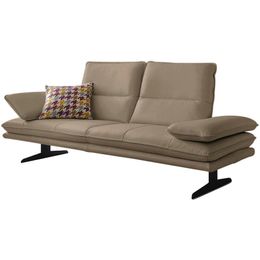 2-Sitzer W.Schillig "broadway, Designsofa mit tollem Sitzkomfort, Breite 216cm", braun (stone z59), B:216cm H:94cm T:96cm, Longlife Xtra-Leder Z59: Glattleder mit modischer Pr&auml;gung. Hautst&auml;rke 0, 9 - 1, 1 mm, Sofas, Sitztiefenverstellung, Kopfteil- & Seitenteilverstellung, Breite 216cm