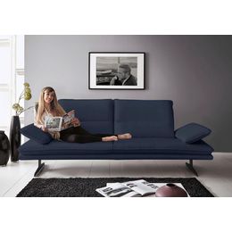 2,5-Sitzer W.Schillig "broadway, Designsofa mit tollem Sitzkomfort", blau (blau z59), B:236cm H:94cm T:96cm, Longlife Xtra-Leder Z59: Glattleder mit modischer Pr&auml;gung. Hautst&auml;rke 0, 9 - 1, 1 mm, Sofas, Sitztiefenverstellung, Kopfteil- & Seitenteilverstellung, Breite 236cm