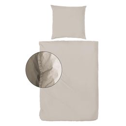 Renforce Bettw&auml;sche stonewashed beige 155x220 cm