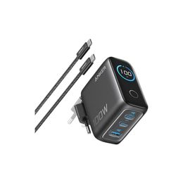 Anker Nano 100W 3-Port Ladeger&auml;t, inklusive USB-C Kabel, 2x USB-C, 1x USB-A, Schwarz