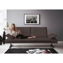 2,5-Sitzer W.Schillig "broadway, Designsofa mit tollem Sitzkomfort", braun (mocca s37), B:236cm H:94cm T:96cm, Stoff S37 (100% Polyester): Luxus-Microfaser in Lederoptik, Sofas, Sitztiefenverstellung, Kopfteil- & Seitenteilverstellung, Breite 236cm