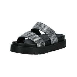 Pantolette Buffalo "Buffalo Pantoletten Lederimitat", Damen, Gr. 40, schwarz (schwarz, silber), Lederimitat, Schuhe Pantolette