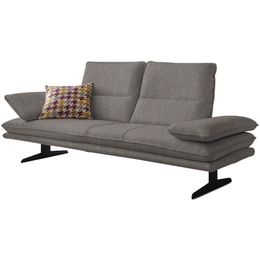2-Sitzer W.Schillig "broadway, Designsofa mit tollem Sitzkomfort, Breite 216cm", grau (grau s22), B:216cm H:94cm T:96cm, Flachgewebe S22 (100% Polyester), Sofas, Sitztiefenverstellung, Kopfteil- & Seitenteilverstellung, Breite 216cm