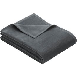 Wohndecke Ibena "Luxus", grau (anthrazit), B:100cm L:150cm, Baumwolle, Polyacryl, Polyester, Wohndecken, Wohndecke, verschiedene Gr&ouml;&szlig;en, uni, Kuscheldecke, Premium, made in Europe
